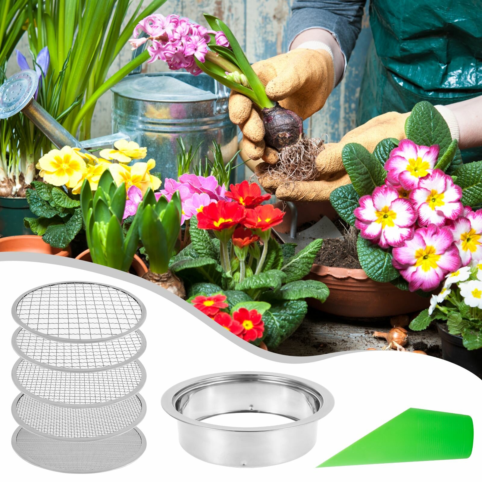 Съемная сетчатая садовая решетка для кошачьего туалета из песка и гравия (с лопатой для сбора почвы)