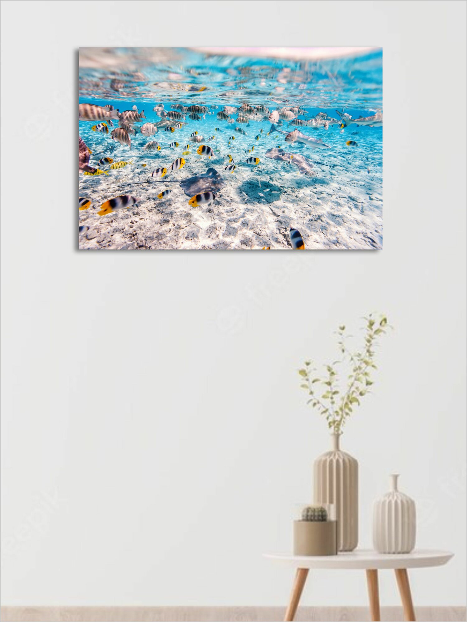 Картина для интерьера на стену природа. Тропические рыбки 50х70 см на холсте на подрамнике