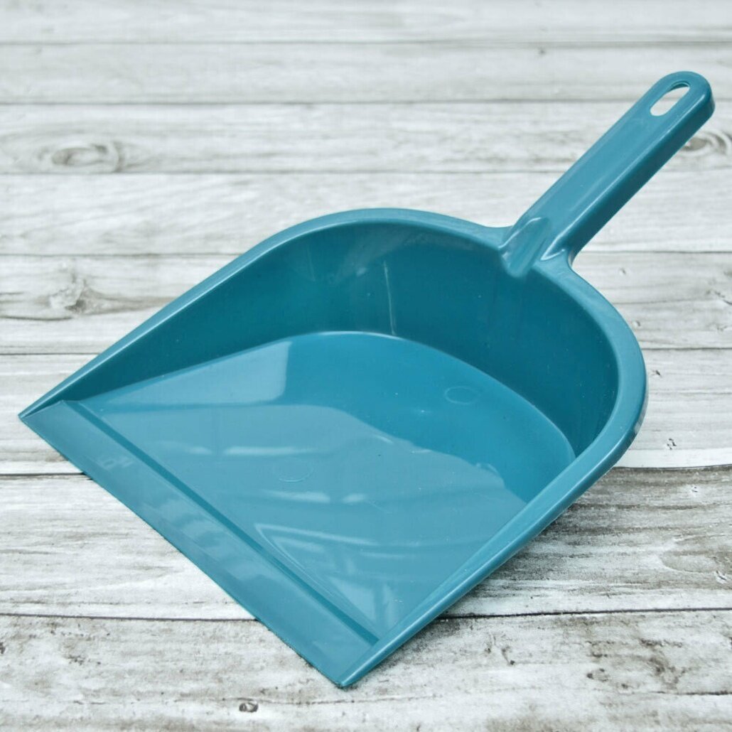 Совок для мусора бирюзовый, легкий пластик, 21х30 см, удобная ручка