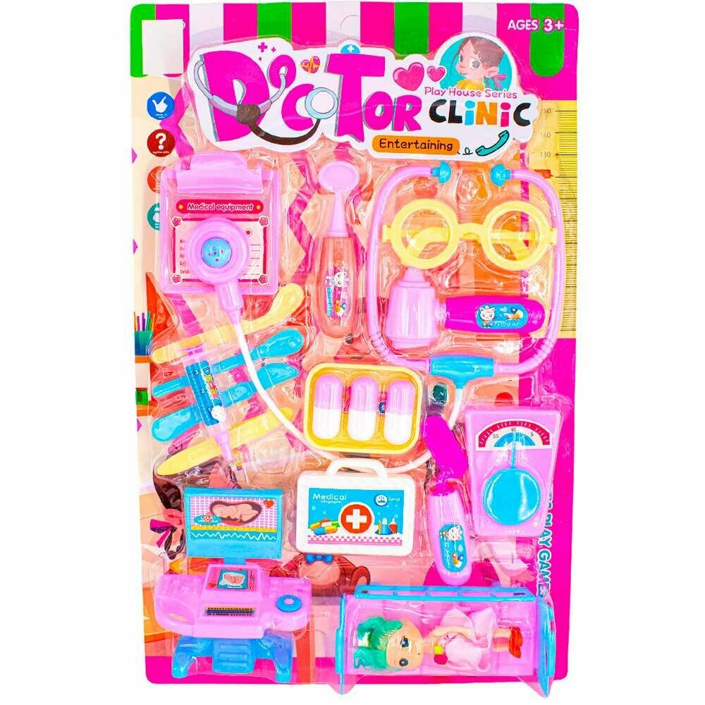 Игровой набор доктора с куклой 12см и мебелью, для девочек, от 3 лет