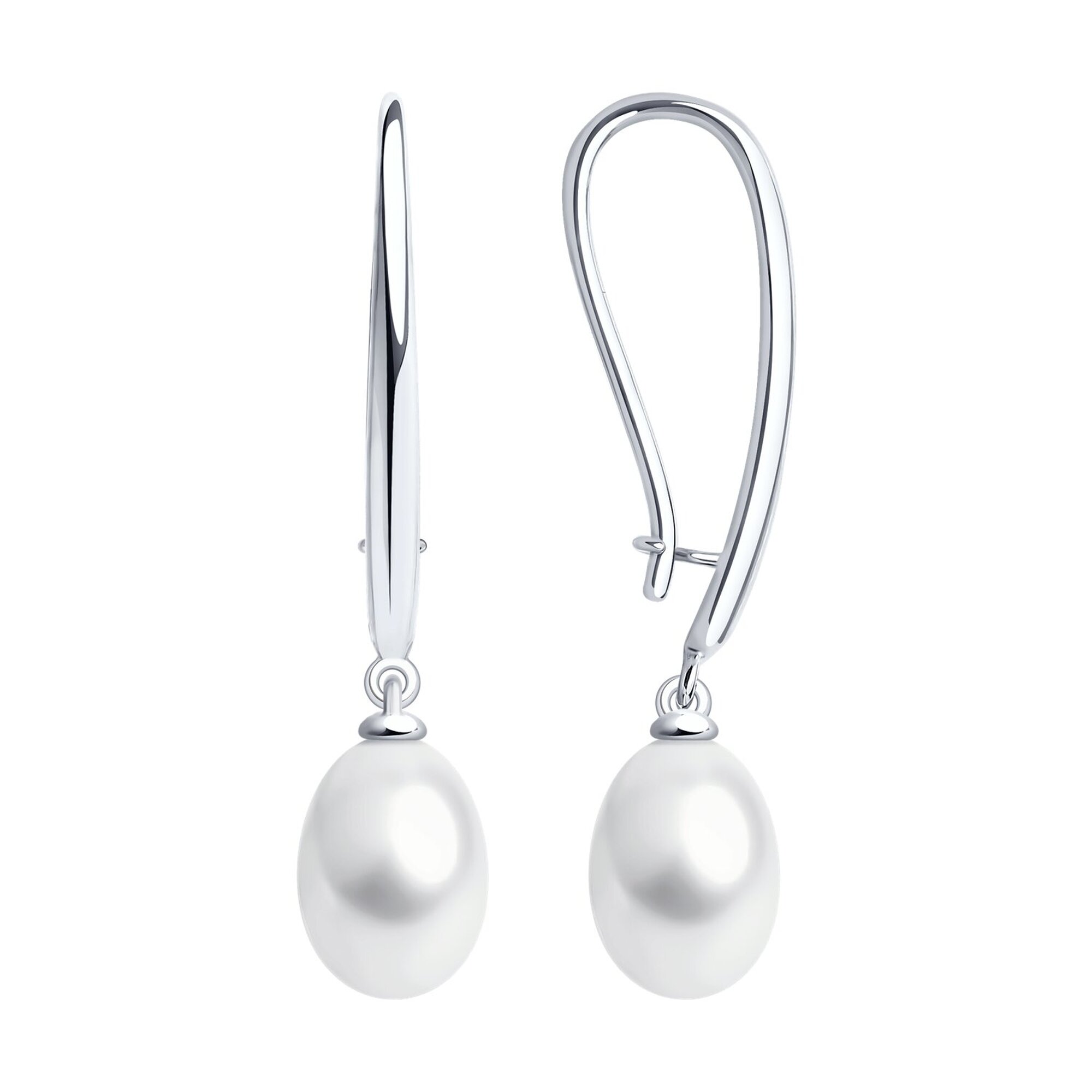 Серьги, серебро, 925 проба, родирование, жемчуг