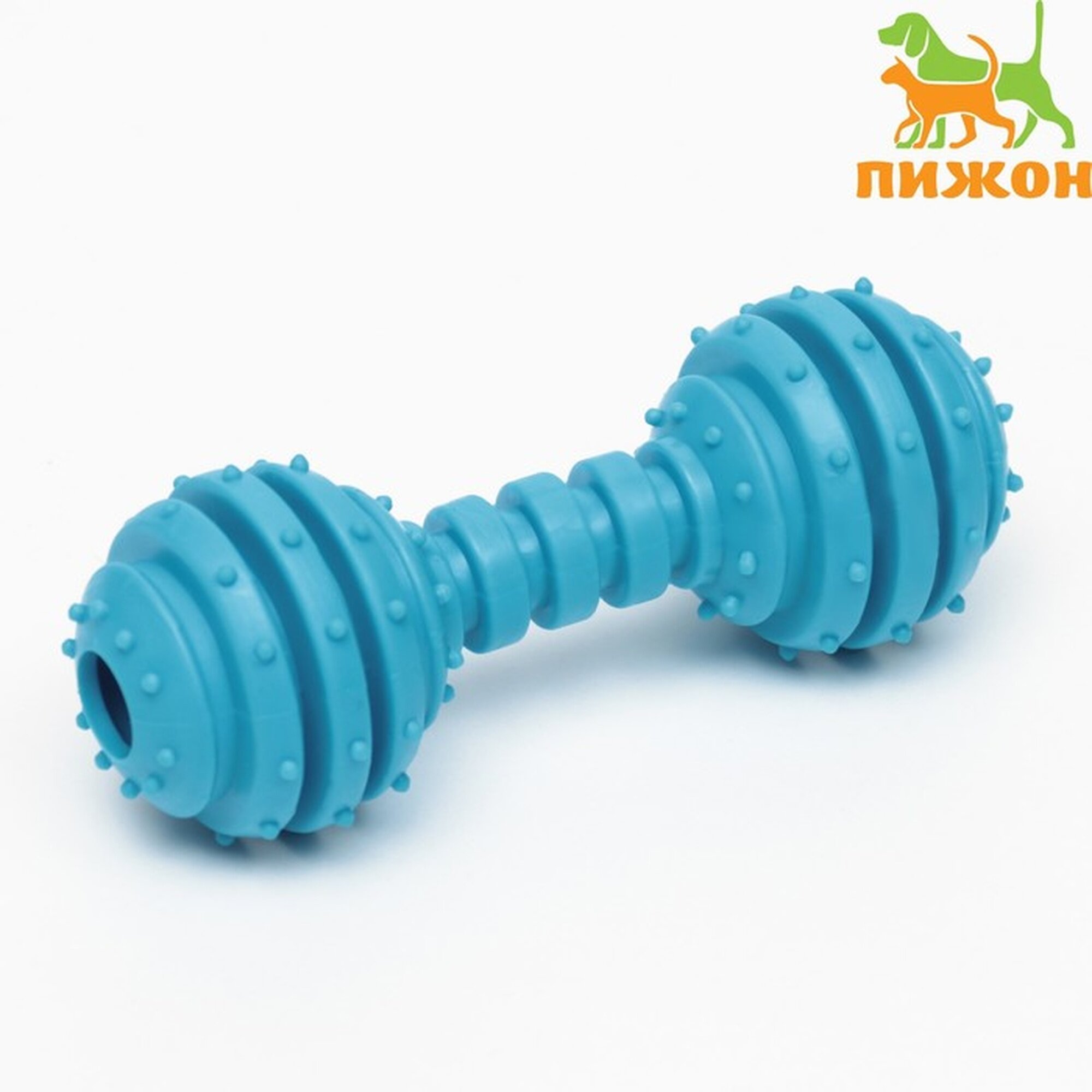 Игрушка для собак Пижон "Чемпион", жевательная, с шипами, термопластичная резина, голубая, 12,5 см