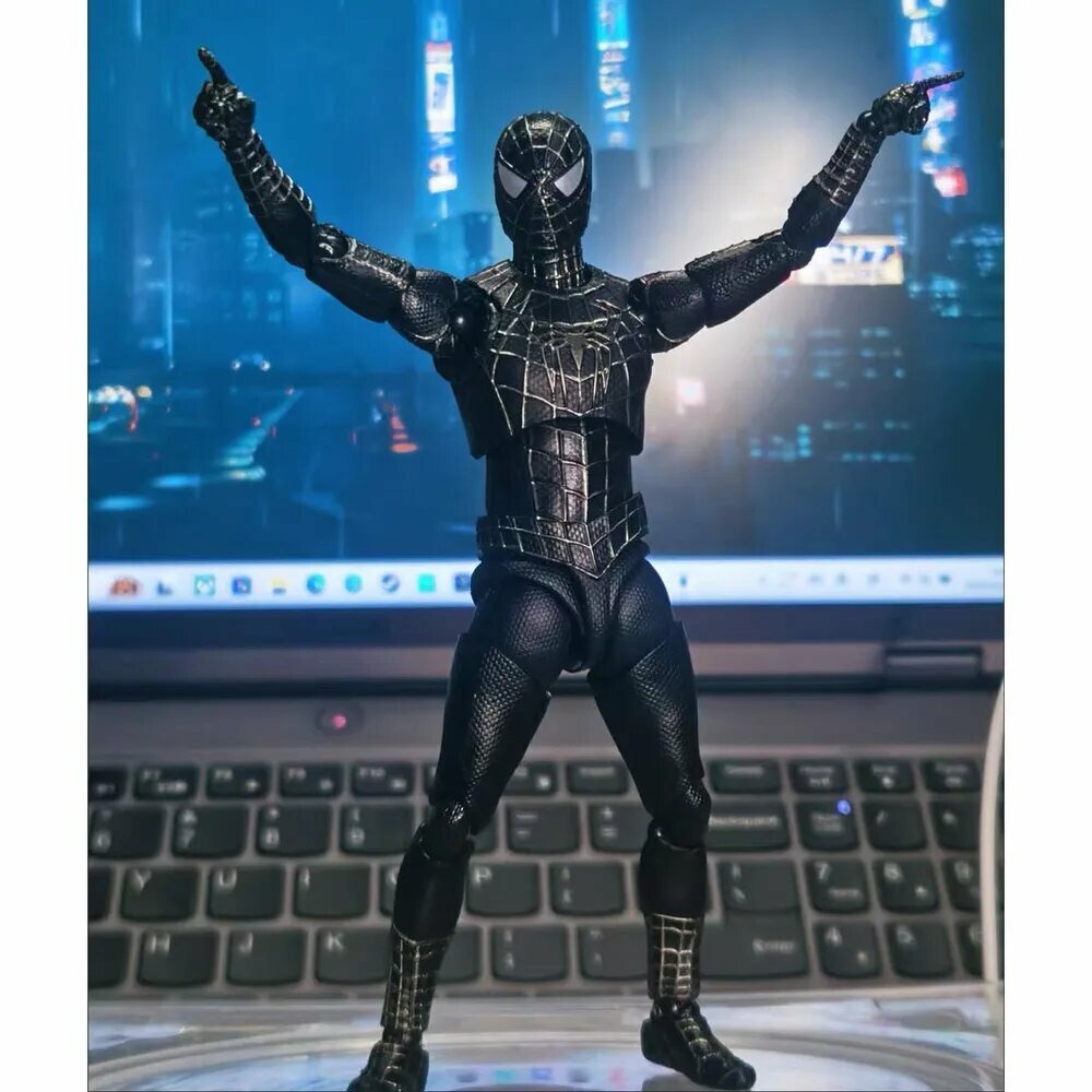 Фигурка человек паук/Spider-Man 3, Tobey Maguire-Black Suit Version, подвижные фигурки,15 см
