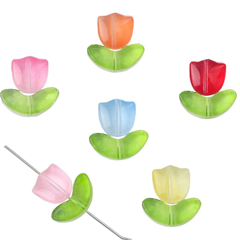 REGELIN стеклянные бусины лепестки тюльпана 10 шт