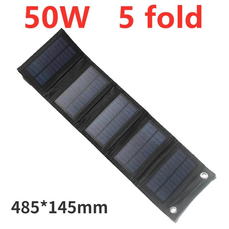Солнечный зарядник 50 Вт USB черного цвета 50W 5 fold