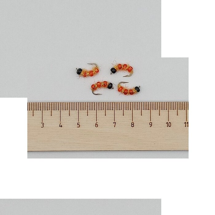 Мушка. Бокоплав Ice nymph Оранжевый. Крючок №12 (набор 4 шт.)