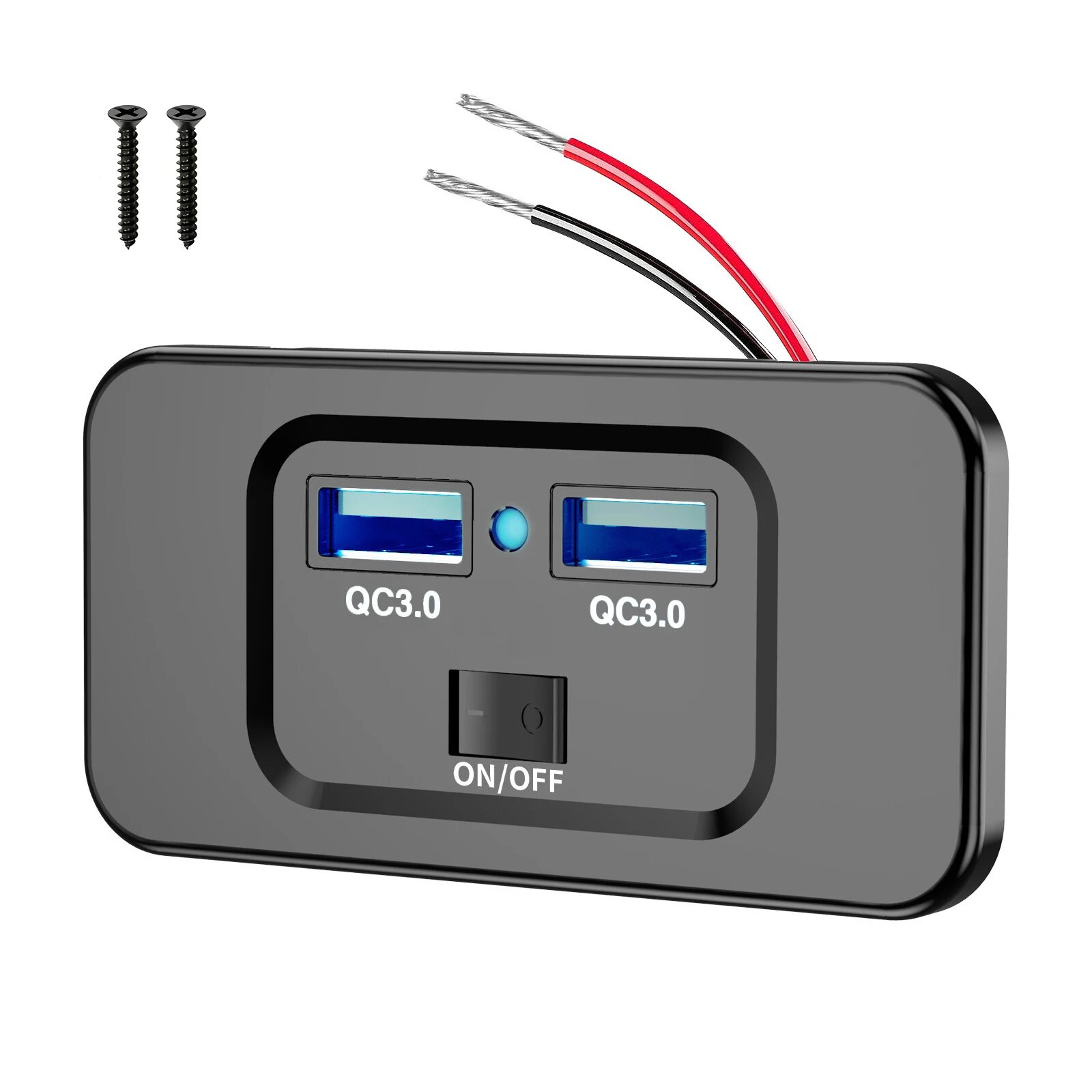 12 В USB-розетка для автодома, двойная розетка 18 Вт для быстрой зарядки 3.0, порт USB-A для поверхностного монтажа, зарядная розетка, панель для автомобильных мотоциклов, кемперов