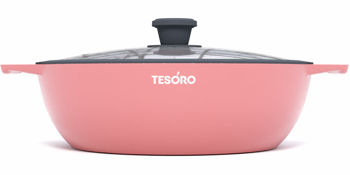 Жаровня Tesoro Florence Induction total pink, 4 л, с крышкой с силиконовым ободом (TF6540tpi)