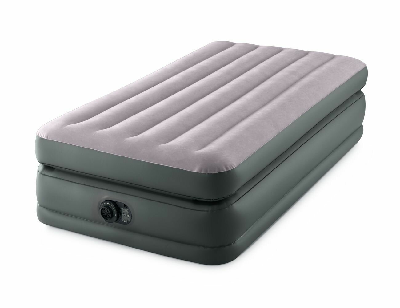 Надувная кровать Intex Prime Comfort Elevated Airbed (Twin) серая, 99х191х51 см, со встроенным насосом 220, 64162-2