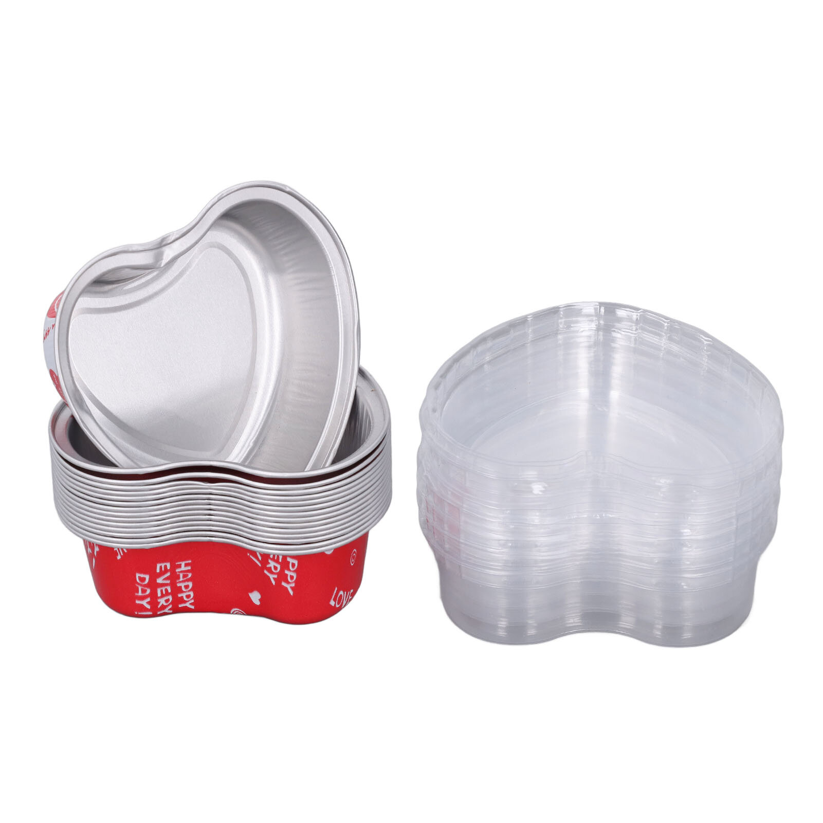 15 шт. алюминиевая фольга в форме сердца с прозрачными крышками, форма для выпечки десертов на свадьбу, день святого Валентина, день рождения