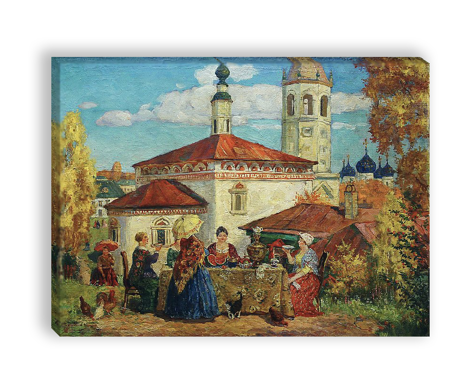 "В старом Суздале", Кустодиев Борис Михайлович, картина (репродукция) (50х37 см / на подрамнике)