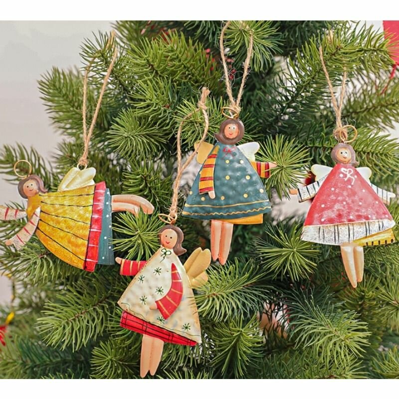 Набор елочных украшений в стиле ретро Елочные украшения ангелочек 4 штуки.