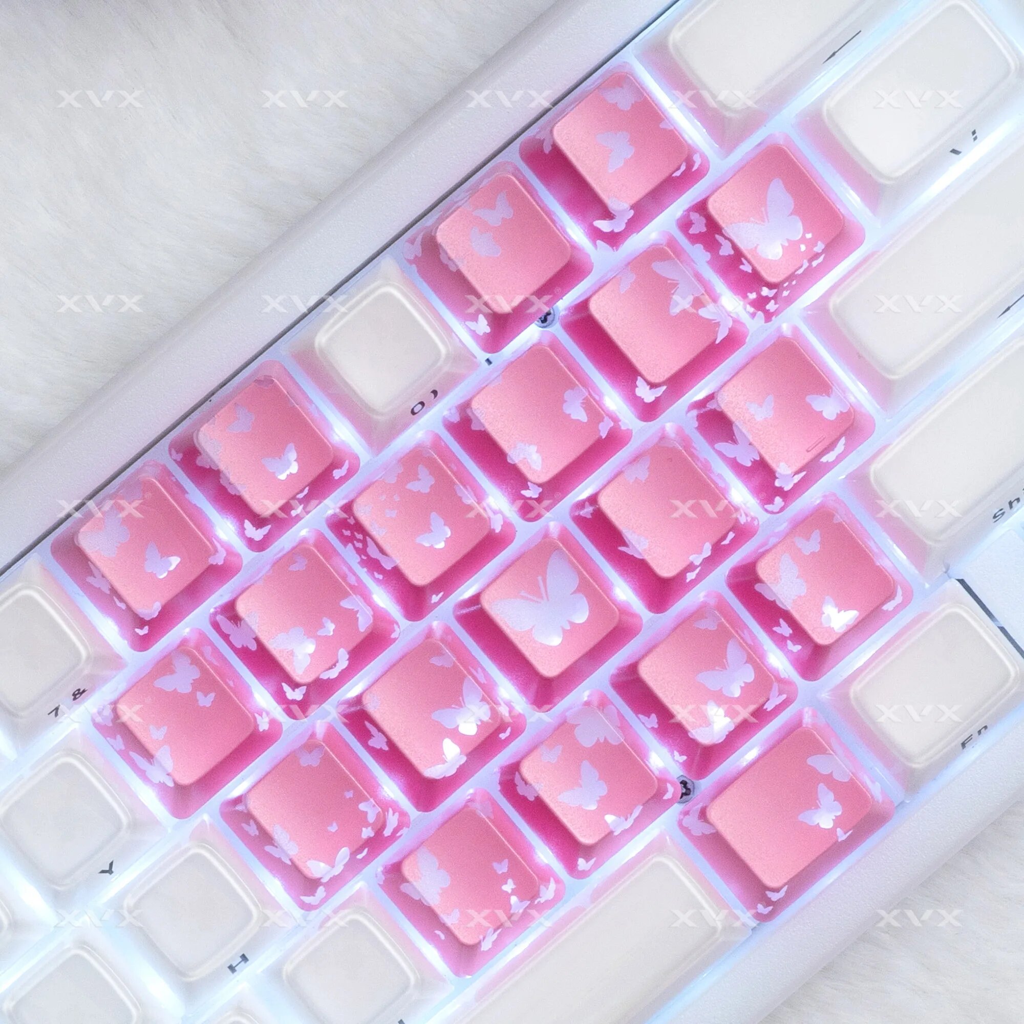 XVX розовые колпачки для клавиш 21 шт OEM профиль Pink Butterfly