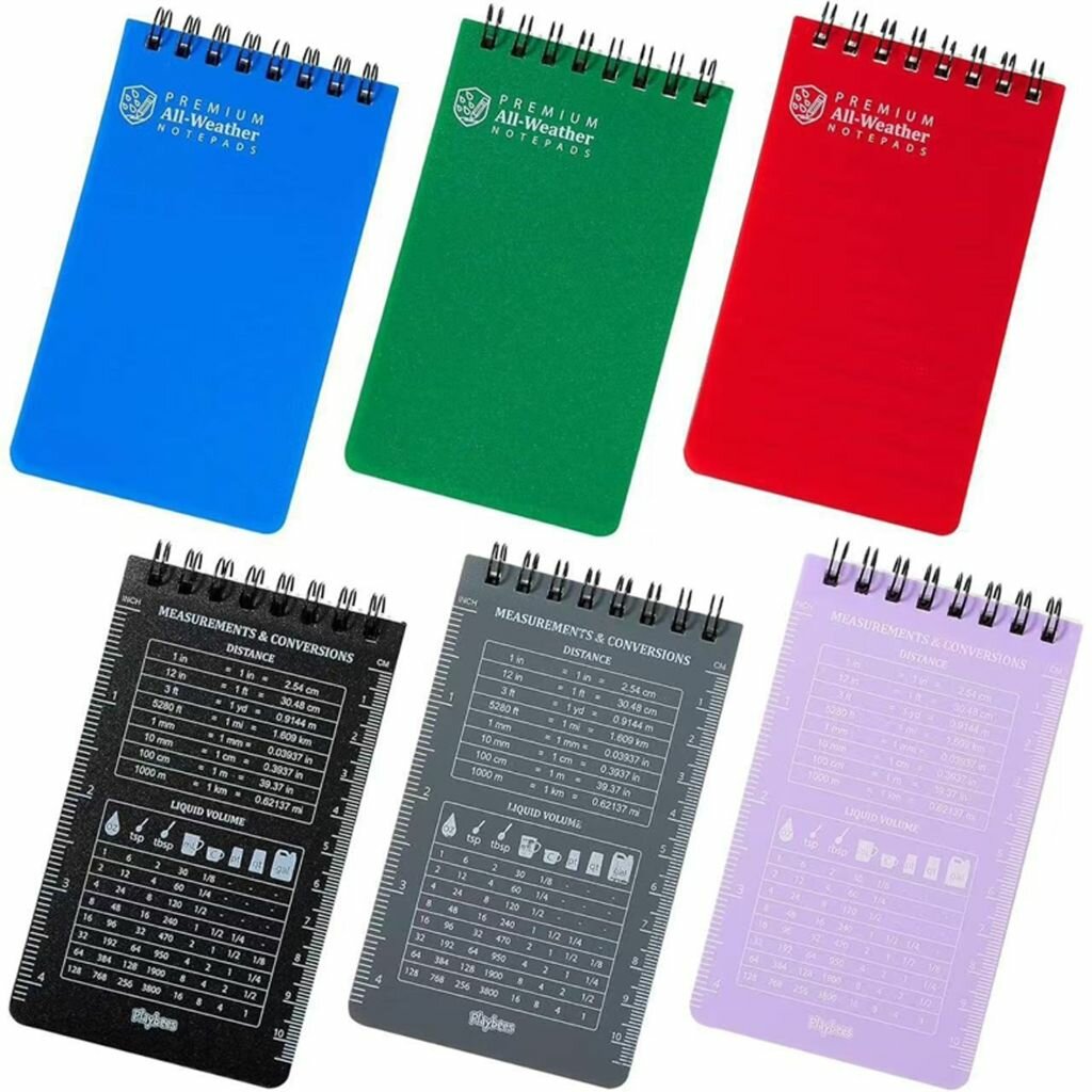 Блокнот, PP водонепроницаемый карманный спиральный блокнот - цветной, 6 шт