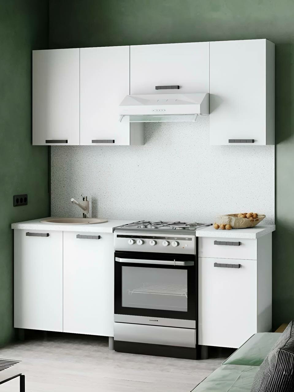 Кухонный гарнитур 1,8м с окапом Осло МДФ без столешницы для дома и дачи