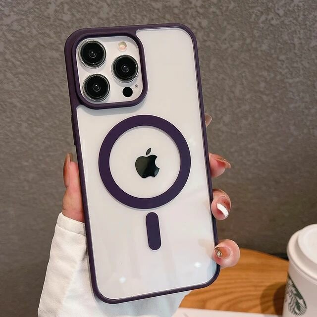 Чехол-бампер, для iPhone 15 Pro Max MagSafe, противоударный, фиолетовый