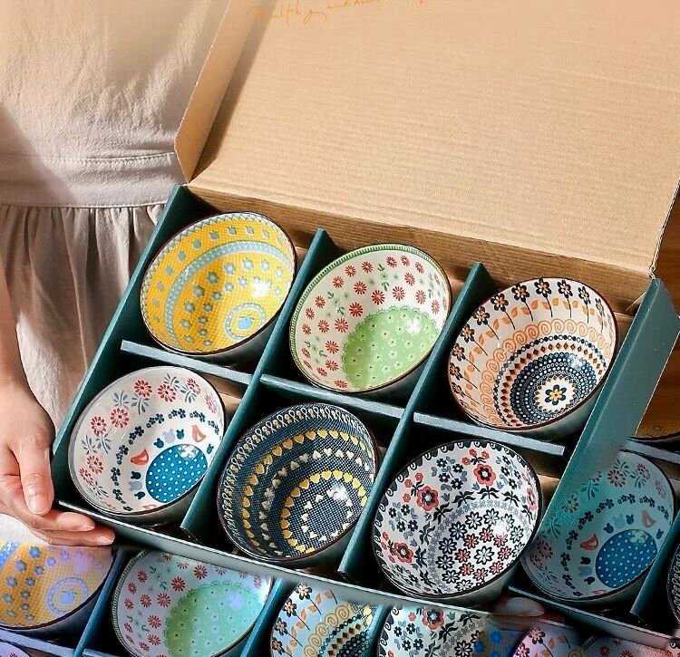 Подарочный набор из 6 керамических пиал для еды и чайной церемонии