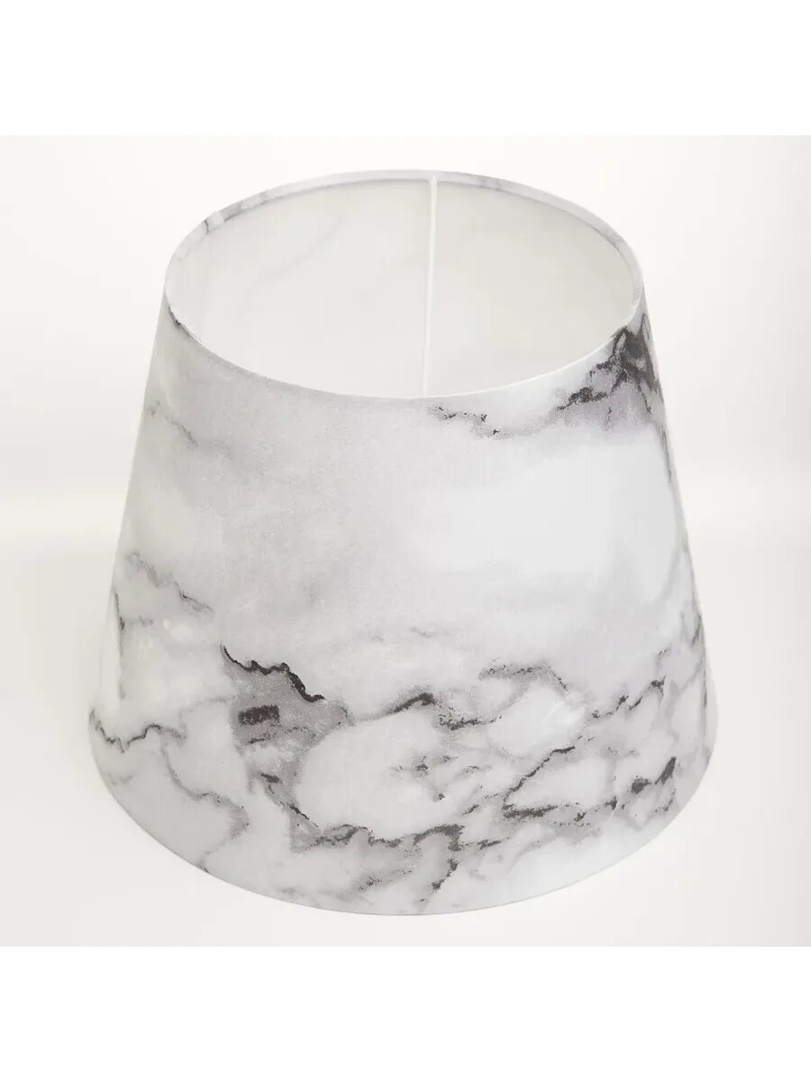 Абажур "Пермский Свет", для торшера, серый мрамор, ручной работы, конус, диаметр 40см, Е27, 60Вт