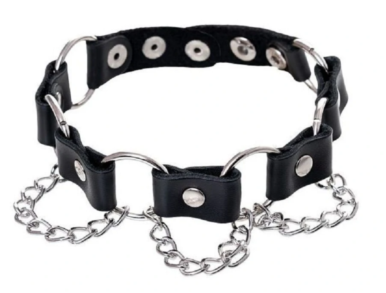 Ошейник Sitabella 3409, с кольцами, цепочкой, натуральная кожа