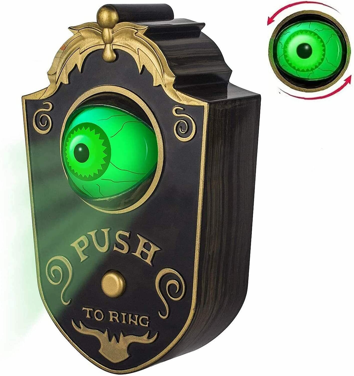 Украшения дверного звонка на Хэллоуин, жуткая опора ведьмы, жуткий дверной звонок с освещенным глазным яблоком для вечеринки, дом с привидениями