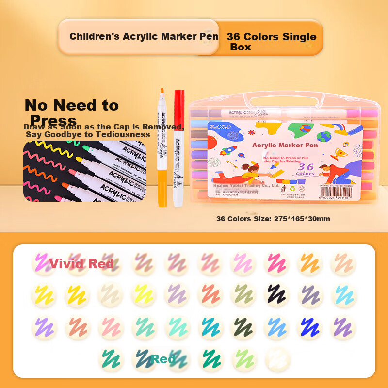 BOJIAO Acrylic Marker Pen Set Waterproof Quick-drying Large Capacity DIY Gouache Graffiti Pen Drawing Marker Highlighter Pen Student Children's Day Gift 36 Colors