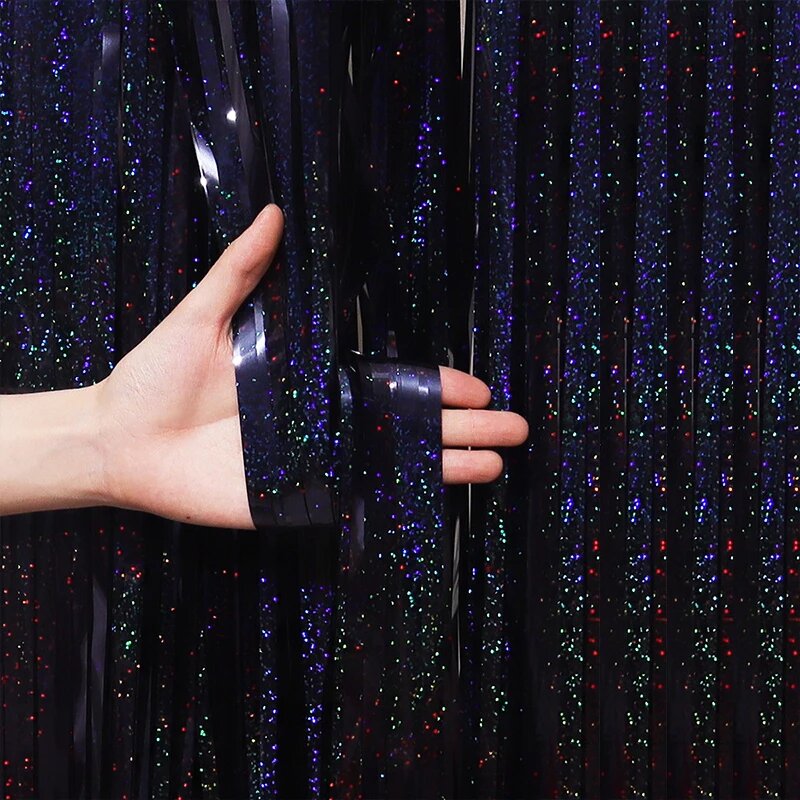 Фольговая фотозона для свадьбы Черный, 1m wide and 2m long, Laser Black