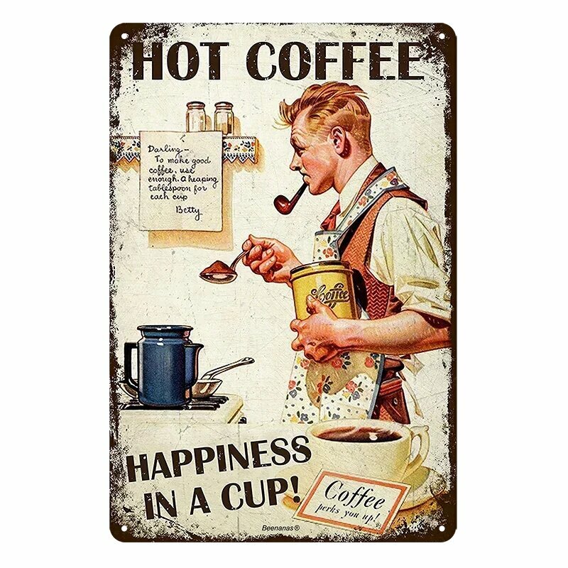 Ретро вывеска "Hot Coffee" 20x30см, фиолетовый