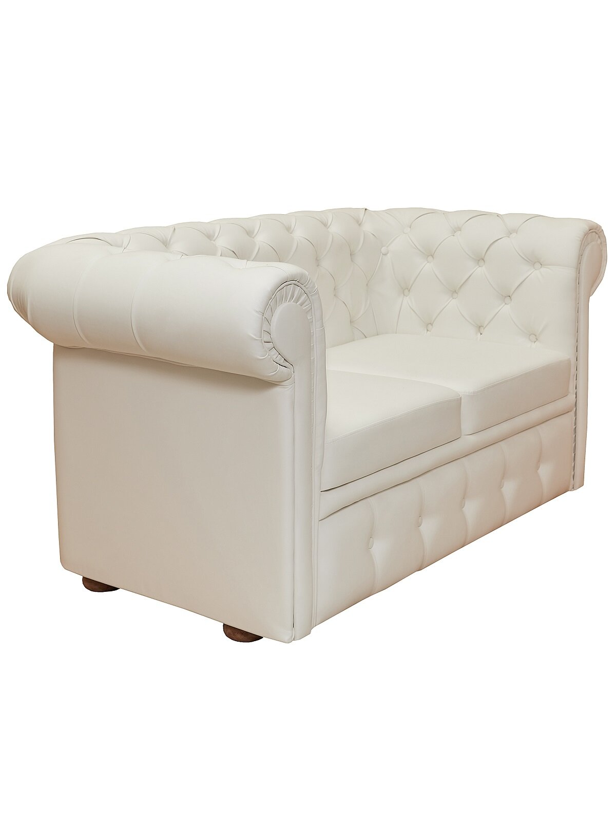 Диван КР Честер двухместный прямой, 1650х850х750х, экокожа белая