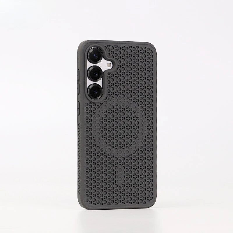 Чехол для Samsung Galaxy S25, серый, сотовый, магнитный