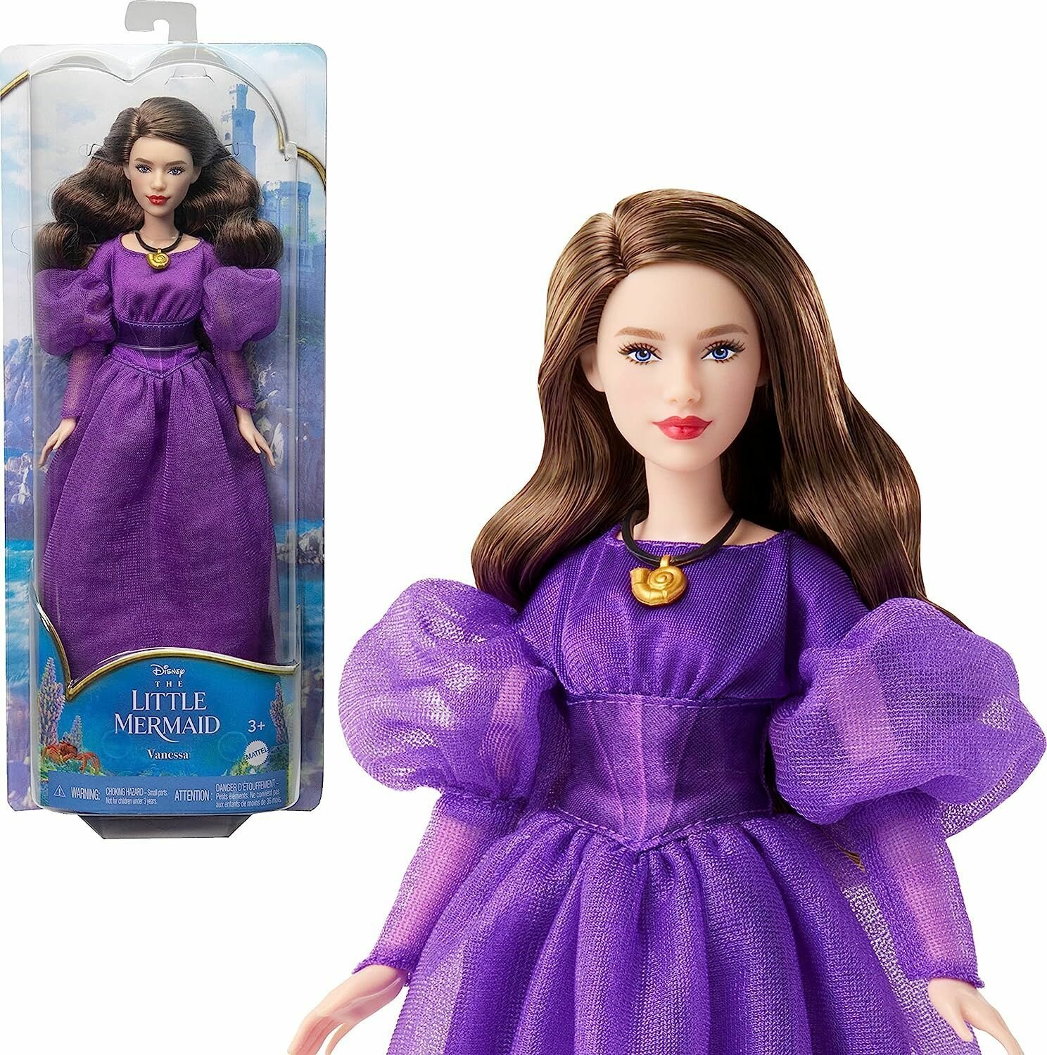 Кукла Mattel Disney 2023 фильм Русалочка Ванесса в фиолетовом платье, HMX2