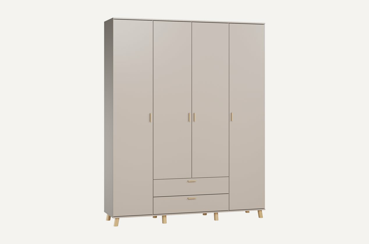 Распашной шкаф для одежды Divan.ru Пронто-4-170-210 Велюр, 170х50х210 см, 4 двери, коричневый