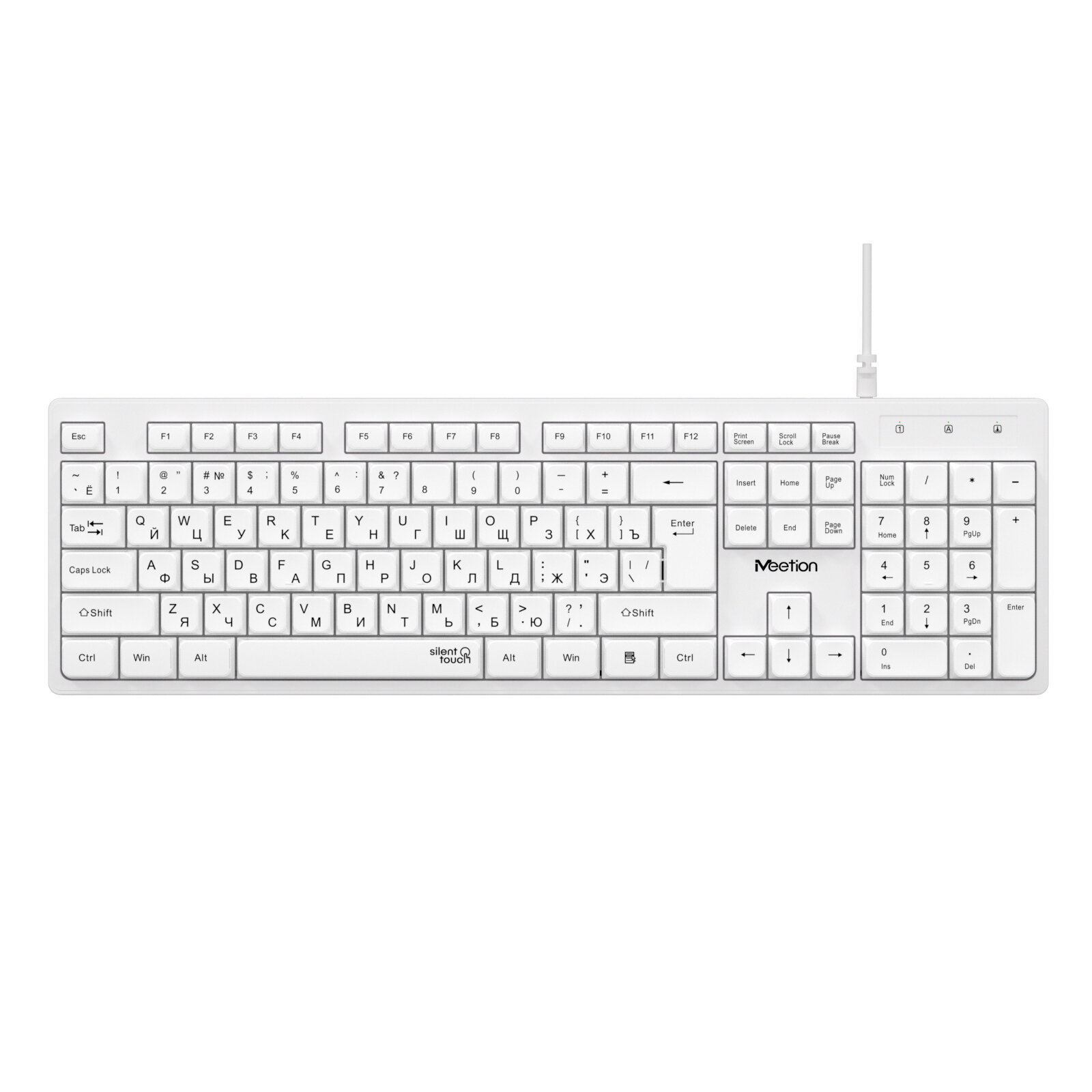 Клавиатура Meetion K300 MT-K300-B-RU, проводная, мембранная, русская раскладка, белая