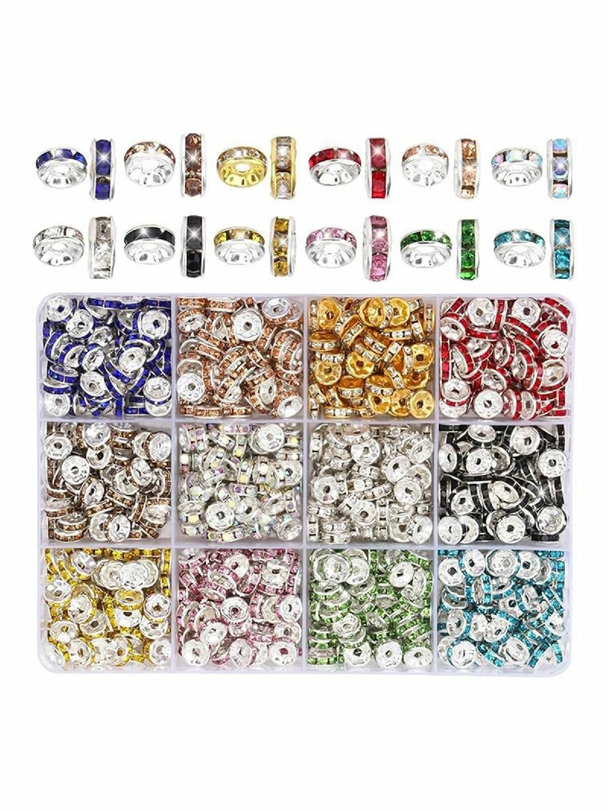 Блестящие круглые бусины-спейсеры 600/720/900 шт 8 мм с камнями плоские для браслетов и украшений, - Стиль 3