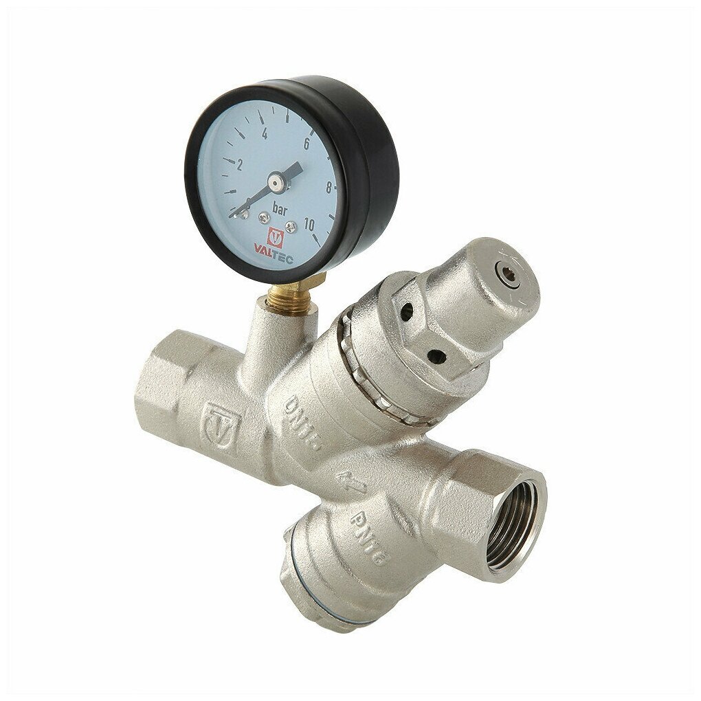 Подпиточный клапан VALTEC VT.515. N.04 с фильтром механической очистки и манометром 1/2"
