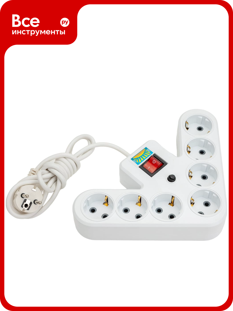 Сетевой фильтр пересвет+ удлинитель на 7 гнезда, шнур ПВС 3х0,75, 2м 4620003920608