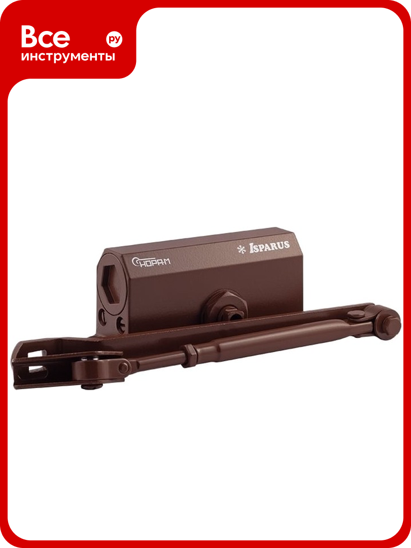 Дверной доводчик с фиксацией нора-м Isparus 410F (морозостойкий; от 15 до 60 кг; коричневый) 18402 для плавного закрывания
