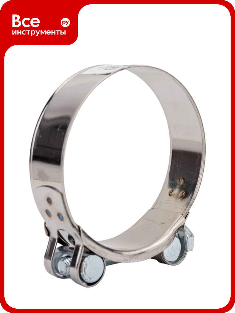 Силовой хомут Nord-Yada Д: 74-79 мм, Ш: 24 мм, Т: 0,8 мм, болт: М8х75, нерж. сталь 902891, резины