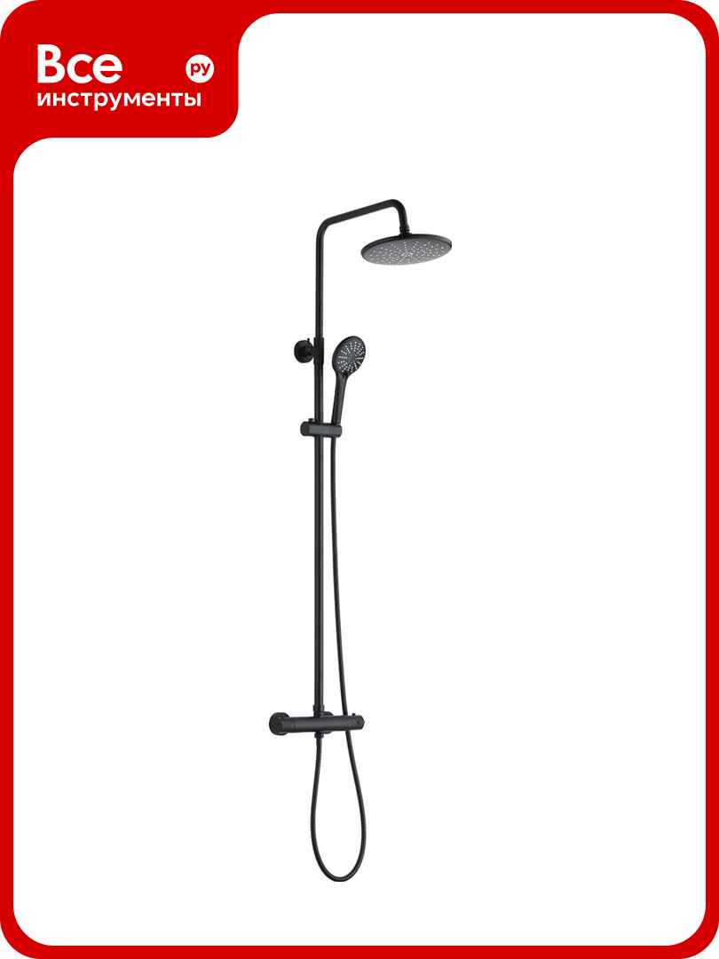 Смеситель для душа OLIVES TERMO с термостатом и верхним душем, черный 34291TMB, душа olives termo