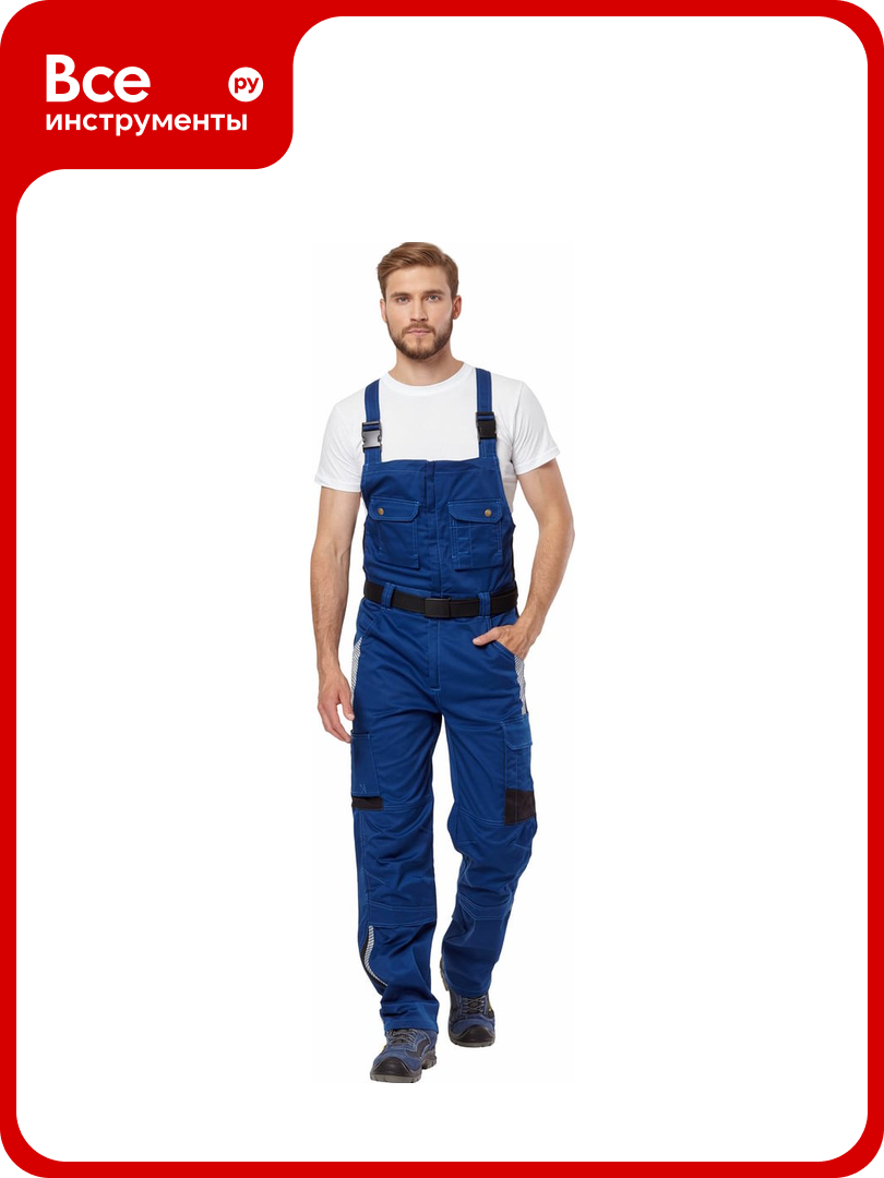 Полукомбинезон Эксперт Спецодежда Азур синий/черный, р. 48-50, рост 170-176 6446000067577