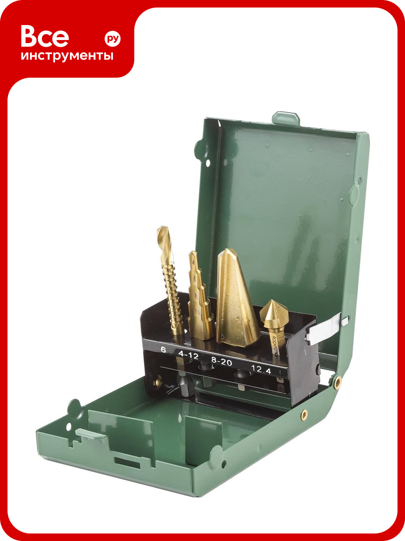 Набор, HSS, сверл комбинированных HSS 4 шт. ROCKFORCE RF-44705(29878), сверления отверстий различных диаметров