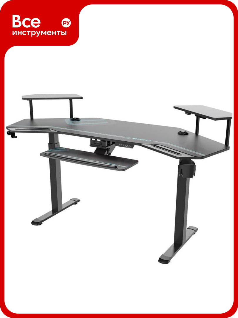 Стол для компьютера, для геймеров EUREKA с подставкой под клавиатуру, электрической регулировкой по высоте ERK-ES71-B-EU