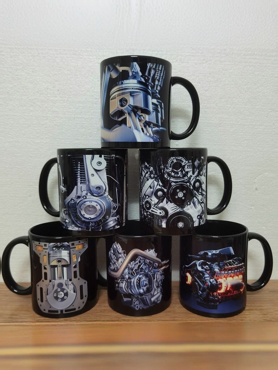 Керамическая механическая кружка со случайным рисунком в стиле gear! Прочный, стильный и аутентичный! (3.7" / 4.7")