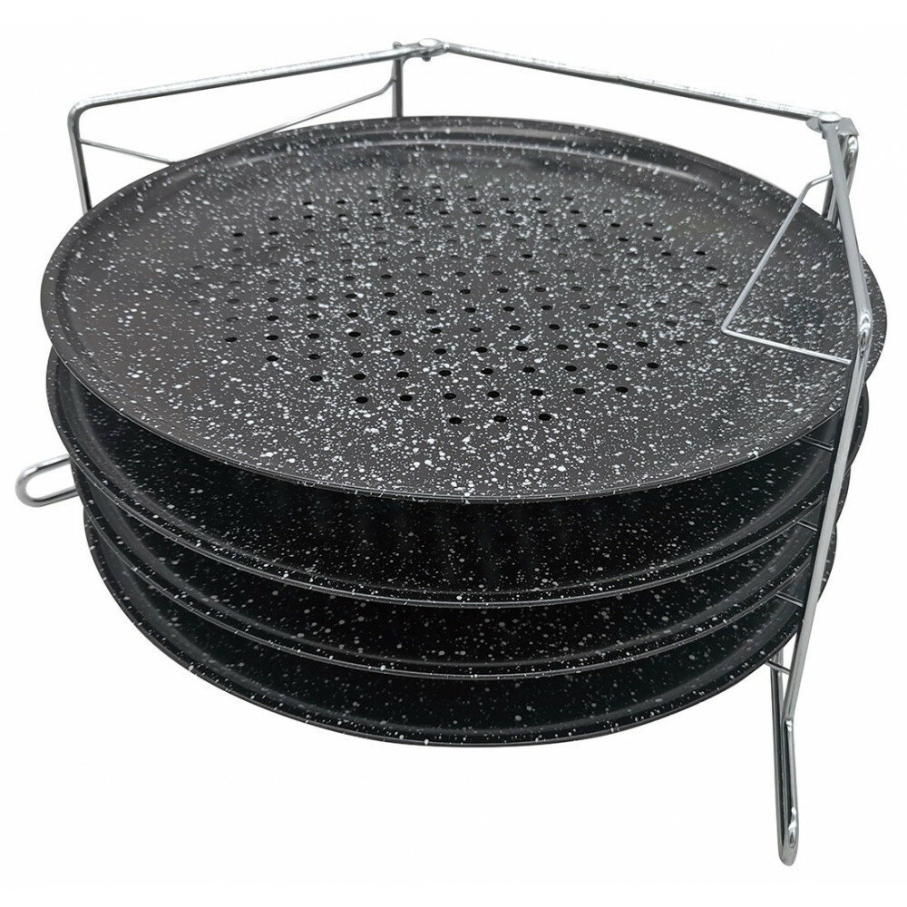 Противень Kinghoff для пиццы с мраморным покрытием, стальное дно, набор из 5 элементов, KH-1553