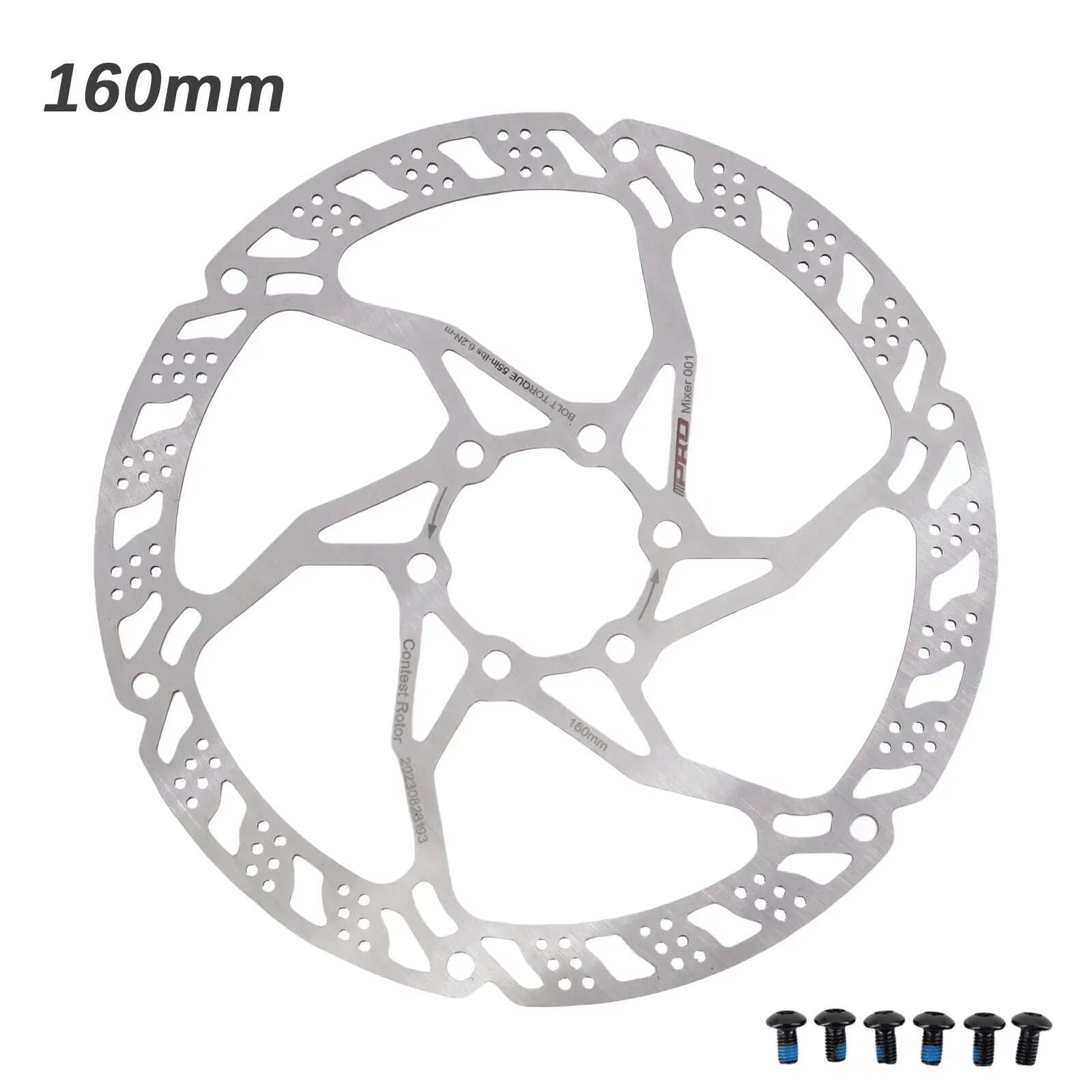 Велосипедный тормозной диск IIIPRO, ротор из нержавеющей стали с 6 болтами для шоссейного велосипеда MTB 160 мм, 180 мм, 203 мм, легкий тормозной ротор, серебристый