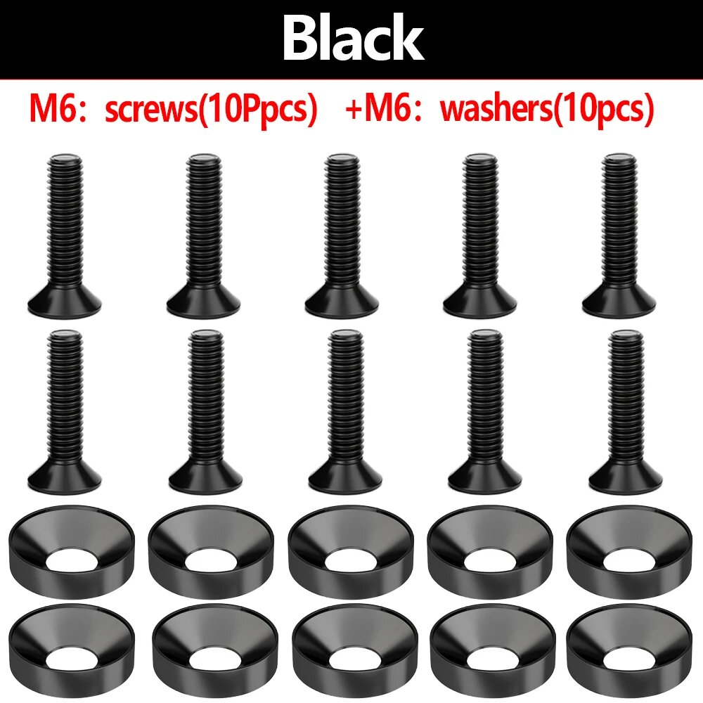 EDGAR GARY Болты с шайбами M6 из алюминия M6-black(10set)