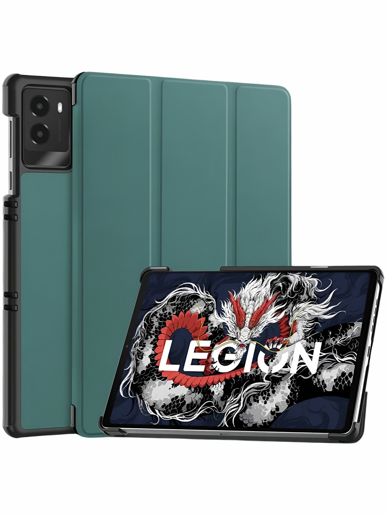 Чехол на Lenovo Legion Y700 (2023), 8.8 дюйма, умный с магнитом, темно-зеленый