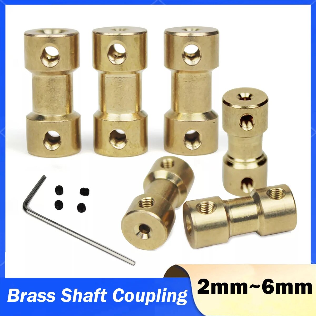 2 шт. латунные гибкие муфты вала 2-6 мм 4mm-6mm