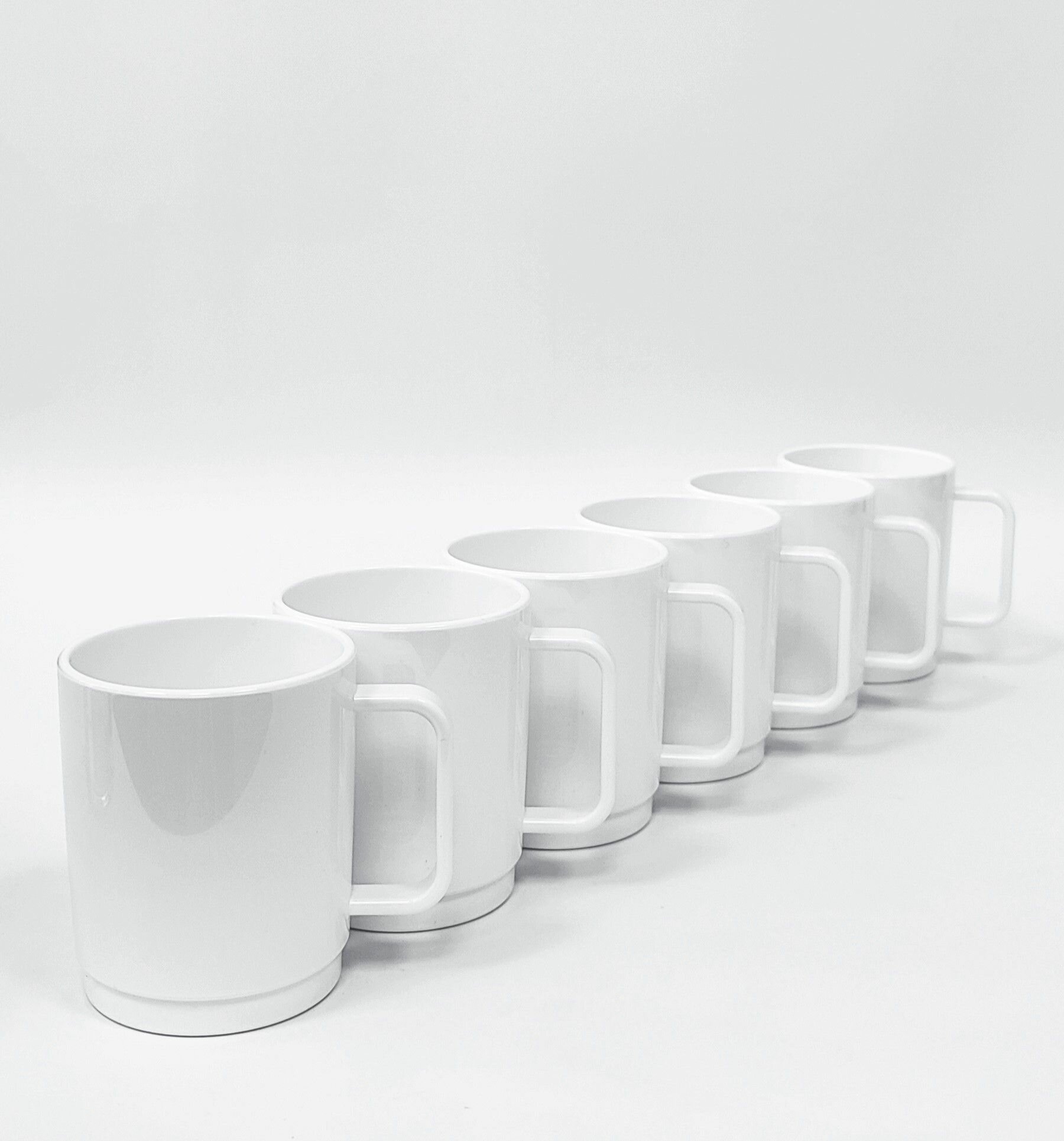 Кружка пластиковая для чая/кофе, многоразовая, небьющаяся, пластиковая, белая 300 мл. 6 штук TOUCH