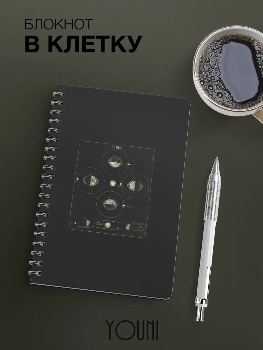 Блокнот с космосом в клетку 50 листов, обложка с матовой ламинацией