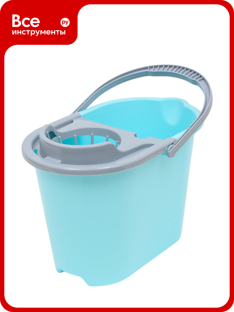 Ведро ЗПИ «Альтернатива» 10 л, с отжимом М1012, с круглой верёвочной насадкой (диаметром